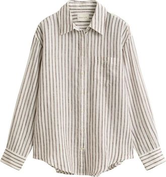 GANT Femme, Blouses et Chemises, Blanc, Taille: 38 FR Chemise D&eacute;contract&eacute;e Ray&eacute;e en Lin