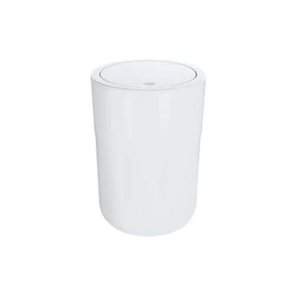 Spirella Poubelle Salle de Bains Cocco - Couvercle Pivotant avec Anneau de Fixation pour Sacs - Id&eacute;ale comme Poubelle &agrave; Cosm&eacute;tiques - Blanc - 5L