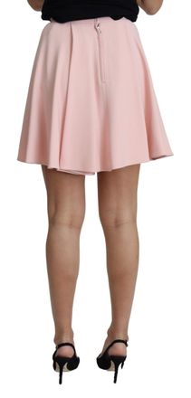 Dolce & Gabbana Womens Pink Tuck Pleat Flare A-Line Mini Rayon Acetate Elastane Clothing