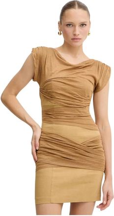 Pinko Mini Leinenkleid - - Dresses - Damen - Beige - L