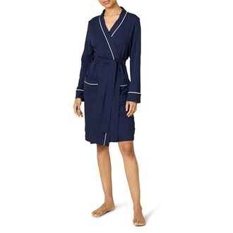 Amazon Essentials Peignoir Long en Tissu Nid DAbeille L&eacute;ger (Grandes Tailles Disponibles) Femme, Bleu Marine, XL