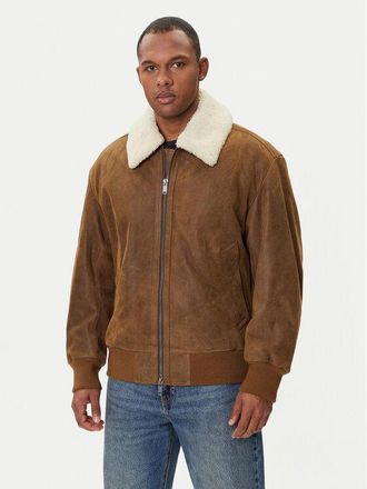 HUGO BOSS Lederjacke Jonier 50547567 Beige Relaxed Fit