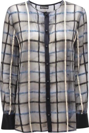 Armani Femme, Blouses et Chemises, Bleu, Taille: 40 FR Q1365 Chemise Lin/Soie