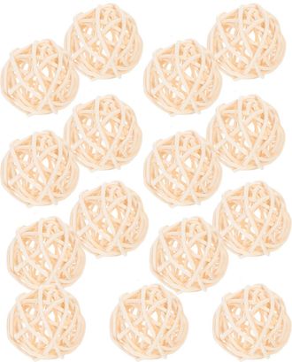 Cabilock Nat&uuml;rliche Rattan Dekokugeln 3cm 15 St&uuml;ck Beige Aromatherapie Vasenf&uuml;ller Tisch und H&auml;ngedekoration f&uuml;r Wohnraum Feierlichkeiten
