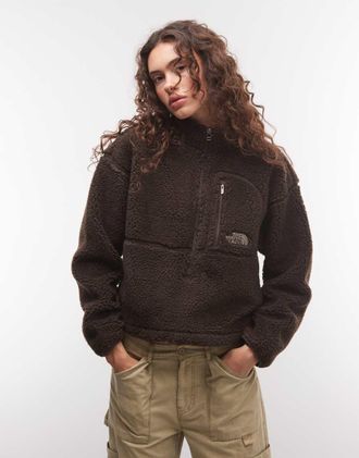 The North Face Extreme Pile Fleece mit halbem Rei&szlig;verschluss in Dunkelbraun