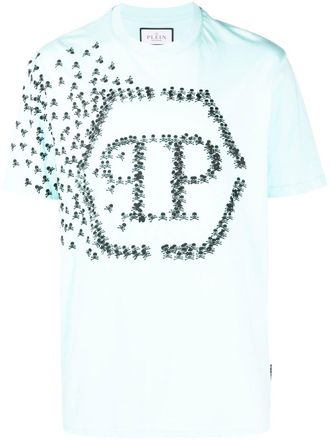 Philipp Plein t-shirt à logo Skull Bones imprimé - Bleu