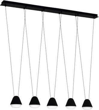 Eglo Pendelleuchte Palbieta, 5 flammige Hängelampe Industrial, Hängeleuchte aus Stahl und Kunststoff in Schwarz, Satiniert, Esstischlampe, Wohnzimmerlampe 