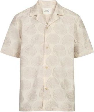 Les Deux Chemise droite jacquard en coton et lin