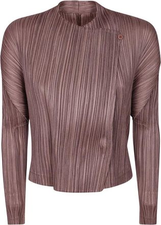 Issey Miyake Femme, Blouses et Chemises, Brun, Taille: 46 FR Pleats Jacket