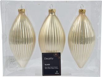 Kaemingk Christbaumschmuck Tropfenform geriffelt 13cm Glas 3 St&uuml;ck - Weihnachtsbaumkugeln gl&auml;nzend & matt - Christbaumanh&auml;nger Weihnachtsdeko Weihnachtsbaumsch