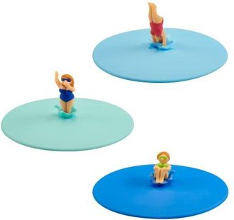 Lurch 210303 Mein Deckel Splash Girls 3er Set Glasabdeckungen aus Premium-Platin-Silikon Ø10,5cm, Blau