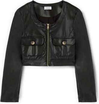 Motivi Femme, Vestes, Noir, Taille: 42 FR Veste Courte en Tissu Enduit