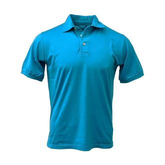 Fedeli Homme, Tops, Bleu, Taille: XL Polo turquoise à manches courtes