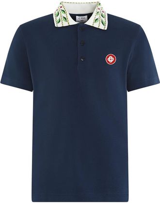 Casablanca Homme, Tops, Bleu, Taille: 2XL Polo Pique avec Design Laurel