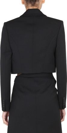 Alexander McQueen Cropped Wool Blazer - Black