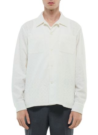 Fursac Chemise &agrave; col requin en coton brod&eacute; - Taille XL - Homme