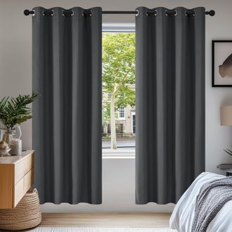 Deconovo Gardinen Blickdichte Vorh&auml;nge Verdunklungsvorh&auml;nge 2er Set H175 x B140 cm Wohnzimmer Curtains mit &ouml;sen Dunkelgrau