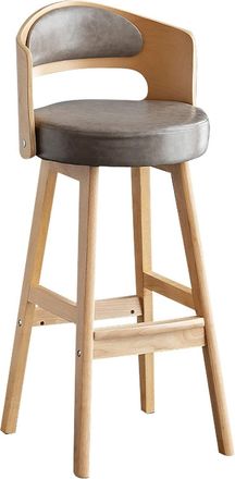 Generic K&uuml;chenbarhocker in Tresenh&ouml;he, gepolstert mit Kunstleder, R&uuml;ckenlehne, Holzbeinen und Fu&szlig;st&uuml;tze, 66/76 cm