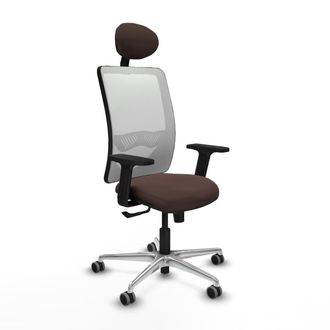 Piqueras y Crespo Schreibtisch f&uuml;r Telearbeit Zulema mit 2D-Armen, h&ouml;henverstellbarer Lendenwirbelst&uuml;tze und festem Kopfteil, ausgestattet mit 3 Positionen, Wei&szlig;/Dunkel