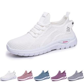 Generic Baskets confortables &agrave; enfiler pour femme avec mousse &agrave; m&eacute;moire de forme - Antid&eacute;rapantes - L&eacute;g&egrave;res et respirantes - En maille, blanc, 40.5 EU