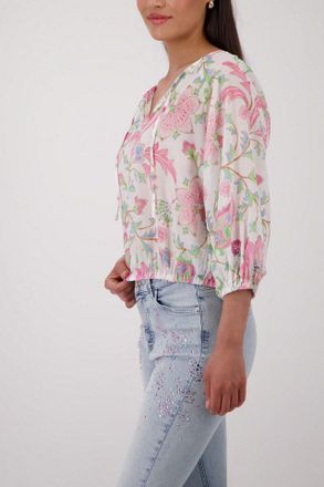 Monari Langarmbluse Bluse Blumendruck allover Regular fit mit Blumenmuster