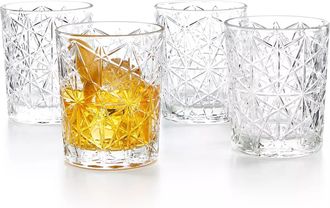 Bormioli Rocco Lounge DOF Glas, 4er-Set, 382 ml, transparent, für Whiskey, Bourbon, Saft und Wasser, hergestellt in Italien