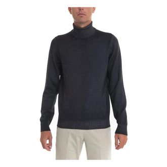 Gran Sasso Stone Washed Woll Turtleneck Pullover - - Knitwear - Herren - Schwarzk - 3XL