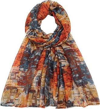 Generic &Eacute;charpe en mousseline de soie imprim&eacute;e chat Foulard carr&eacute; Foulard l&eacute;ger Bandana pour cheveux Foulard Grande &eacute;charpe Femme Noir, Orange, taille unique