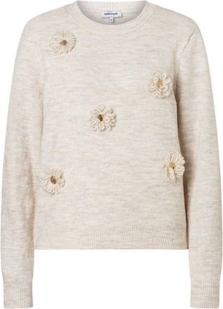 More & More Rundhalspullover s&uuml;&szlig;er, melierter Kuschelpullover, Bl&uuml;ten