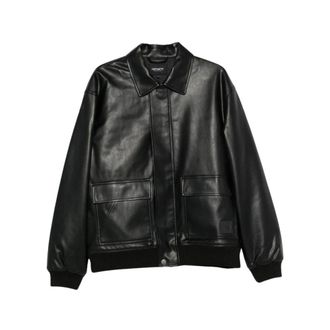 Carhartt Work in Progress Klassische Lederjacke mit Kragen - - Jackets - Herren - Schwarzk - L