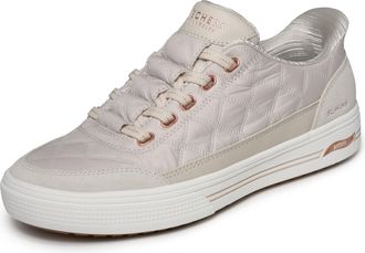 Skechers Slip-On Sneaker SKECHERS ARCH FIT ARCADE-CUDDLE STEPS, Damen, Gr. 43, sanftes wei&szlig;, Lederimitat, Nylon, Veloursleder, gesteppt, Schuhe, Slipper, Schlu