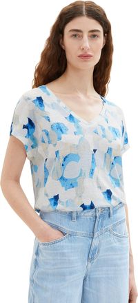 Tom Tailor Damen 1036774 T-Shirt, 32135 - Blue Shapes Design, L