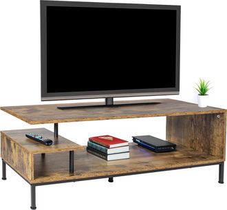 Relaxdays TV-Lowboard, 3 Ablagen, offenes TV-Regal bis 55 Zoll, HBT: 40 x 106 x 39,5 cm, Fernsehtisch, braun/schwarz
