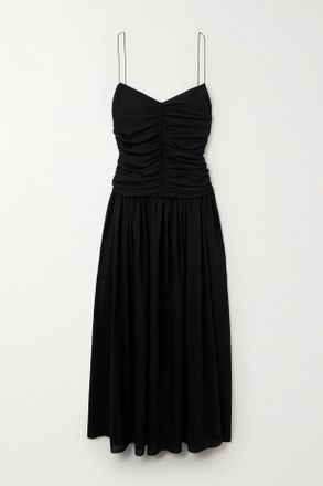 Matteau + Net Sustain Midikleid Aus Einer Biobaumwoll-bioseidenmischung Mit Raffungen Und Falten - Schwarz