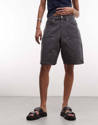 Obey Shift - Short &agrave; empi&egrave;cement - Gris anthracite d&eacute;lav&eacute;