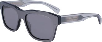 Ferragamo Unisex SF1087S Sunglasses, 058 metallic Grey, 56
