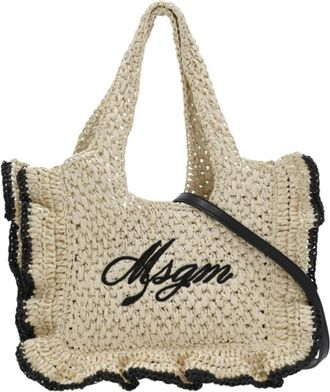 Msgm Msgm, Femme, Sacs, Beige, Taille: ONE Size Sac Shopping en Rafia