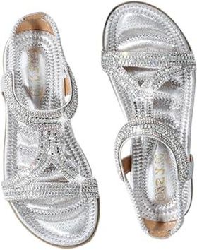 Beaupretty Sandales Compensées pour Femme à Bride Transparente Réglable Semelle Caoutchouc Confortable Style Mode pour Fêtes et Usage Quotidien Argent