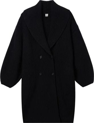 Toteme Femme, Pulls, Noir, Taille: 34 FR Long Shawl Lapel Cardigan