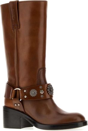 Chlo&eacute; Studded Leather Boot - Brown