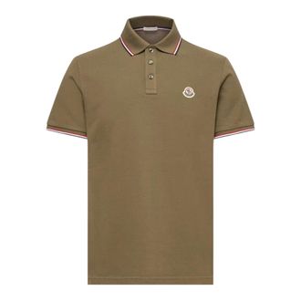Moncler Polo-Shirt aus Baumwoll-Piqu&eacute; mit dreifarbigem Besatz - - Tops - Herren - Gr&uuml;n - XL