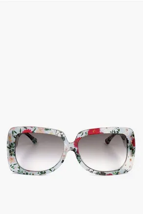 Linda Farrow ERDEM Rectangular Sunglasses with Floral Patterned Frame size Unica