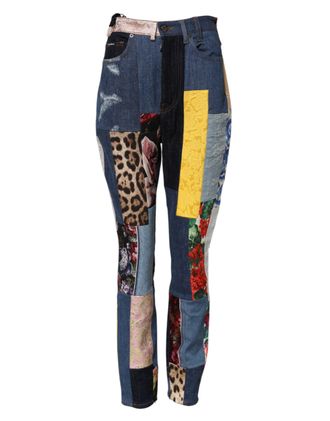 Dolce & Gabbana Womens Multicolor Patchwork Skinny Denim Jeans Clothing