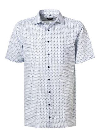 Olymp Herren Kurzarmhemd blau Baumwolle