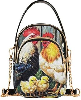 Mnsruu Sac à bandoulière pour femme avec sangle réglable Motif coq poule poule jardin ferme tournesol