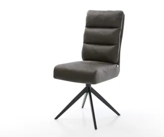 DELIFE Drehstuhl Pela-Flex Mikrofaser Anthrazit Vintage Kreuzgestell breit Schwarz 360&deg; drehbar Wippfunktion Taschenfederkern, Esszimmerst&uuml;hle
