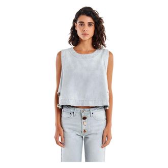 Vicolo Denim-Top mit eckigem Ausschnitt - - Tops - Damen - Grau - S