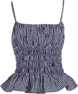 Michael Kors Femme, Tops, Noir, Taille: 36 FR Haut Smock&eacute; en Coton Vichy