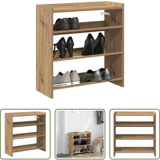 vidaXL Schuhregal Eiche - Schuhregal Artisan-Eiche 60x25x62 cm Holzwerkstoff