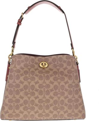 Coach Beuteltaschen - Coated Canvas Signature Willow Shoulder Bag - Gr. unisize - in Beige - für Damen